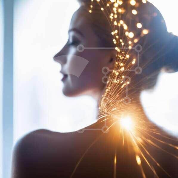Woman with LED Lights Illuminating Her Surroundings stock photo ...