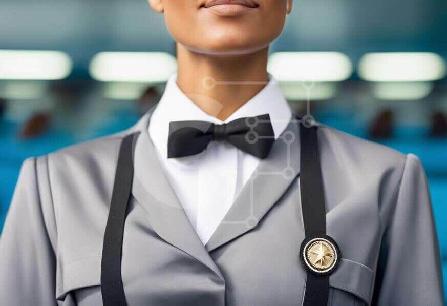 Elegant Black Woman in Gray Suit and Bowtie stock photo | Creative Fabrica