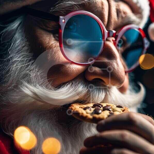 Santa Claus Eating Cookies stock photo | Creative Fabrica