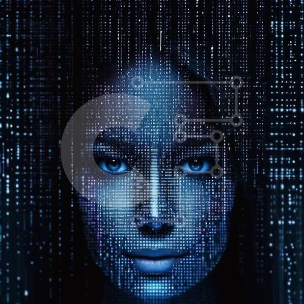 Digital Face Illustration: The Future of Artificial Intelligence stock ...
