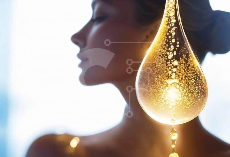 Woman with Suspended Droplet in Beauty Ritual or Makeup Application ...