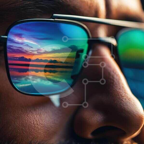 Man with Reflective Sunglasses stock photo | Creative Fabrica