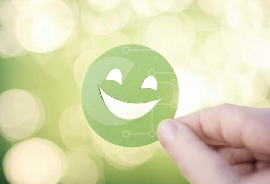 Smiley Face Paper Cutout in Hand stock photo | Creative Fabrica