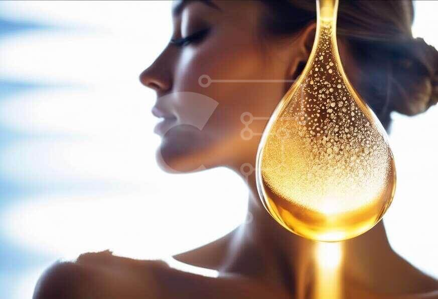 Woman using oil droplet for skincare routine stock photo | Creative Fabrica