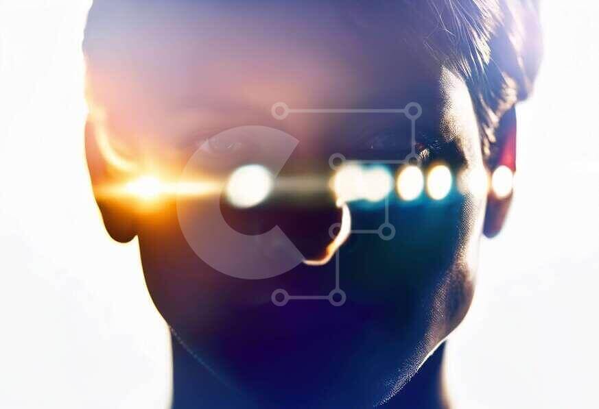 Man's Face with Stunning Light Effect stock photo | Creative Fabrica