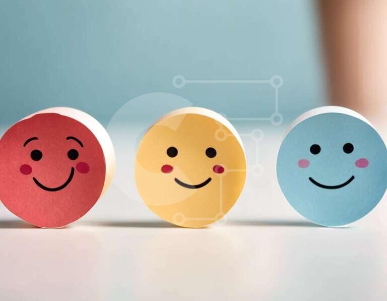 Row of Colored Paper Smiley Faces stock photo | Creative Fabrica
