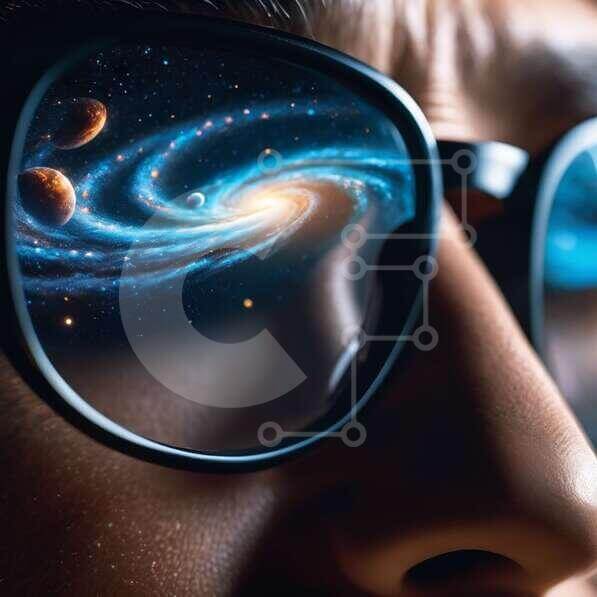 Imagination and Creativity: Man with Milky Way Galaxy in His Eye stock ...