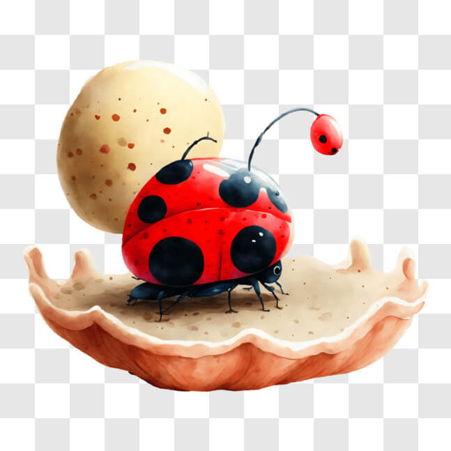 Download Ladybug on Egg Shell PNGs Online - Creative Fabrica