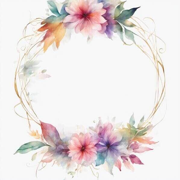 Download Circular Watercolor Floral Frame for Wedding Invitations and ...