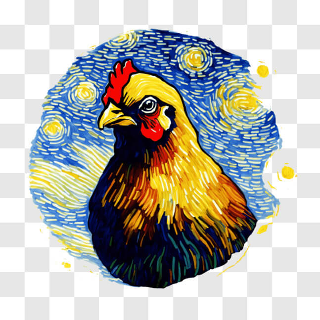 Download Abstract Chicken Painting with Starry Night Background PNGs ...