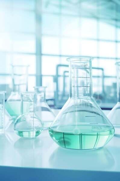 Green Beakers in Laboratory for Scientific Experiments stock photo ...