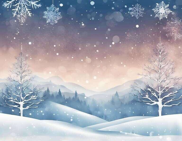 Download Winter Landscape with Snowy Trees and Falling Snowflakes ...
