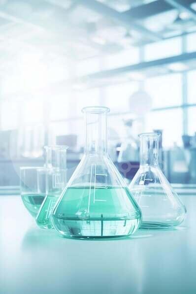 Chemical Experiment Beakers in a Laboratory stock photo | Creative Fabrica