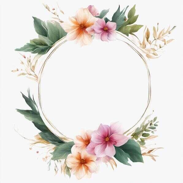 Download Round Floral Frame on White Background Backgrounds Online ...