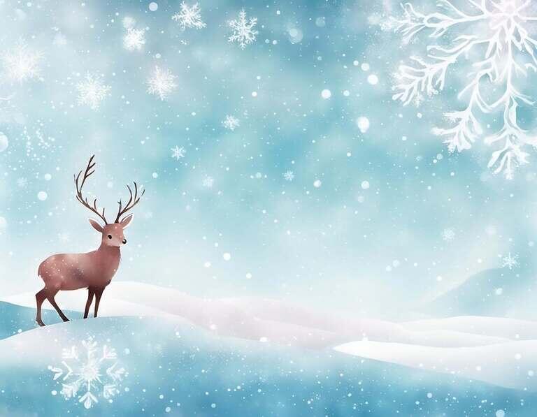 Download Snowy Landscape with Deer and Falling Snowflakes Backgrounds ...