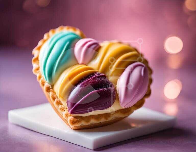 Delicious Heart-Shaped Pastry with Colorful Fillings stock photo ...