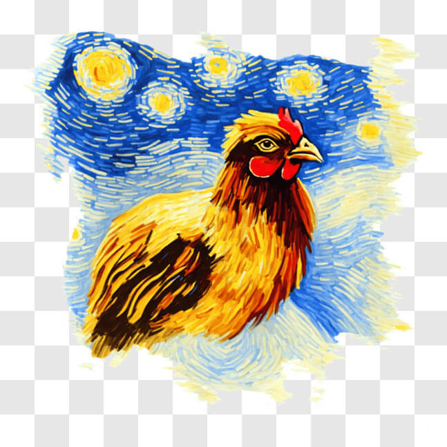 Download Abstract Chicken Illustration in Front of Starry Sky PNGs ...