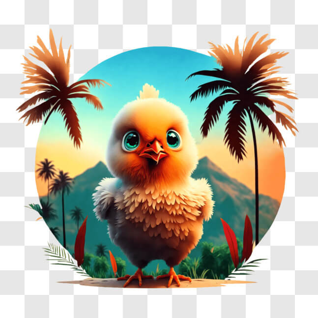 Download Cartoon Chicken Standing in Front of Palm Trees PNGs Online ...