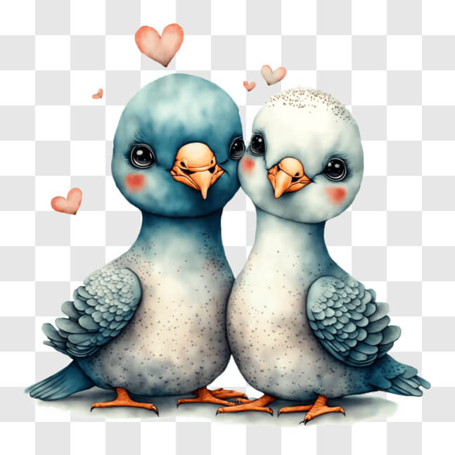 Download Two Blue Birds Hugging in Front of Heart Background PNGs ...