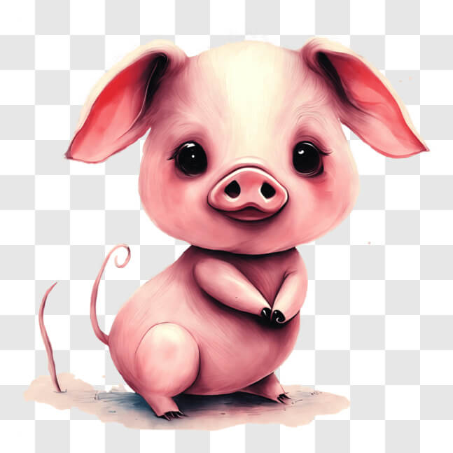 Download Cute Pink Pig Holding an Object PNGs Online - Creative Fabrica