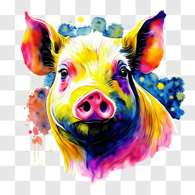 Download Colorful Pig Head Illustration or Artwork PNGs Online ...