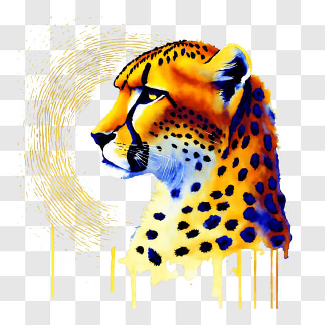 Download Abstract Cheetah Head Painting with Bright Colors and Splashes ...