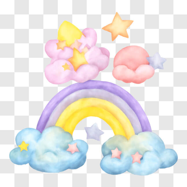 Download Watercolor Rainbow and Clouds Artwork for Kids PNGs Online ...
