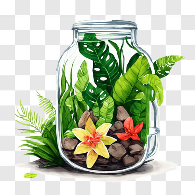 Download Glass Jar Aquascape with Plants and Rocks PNGs Online ...