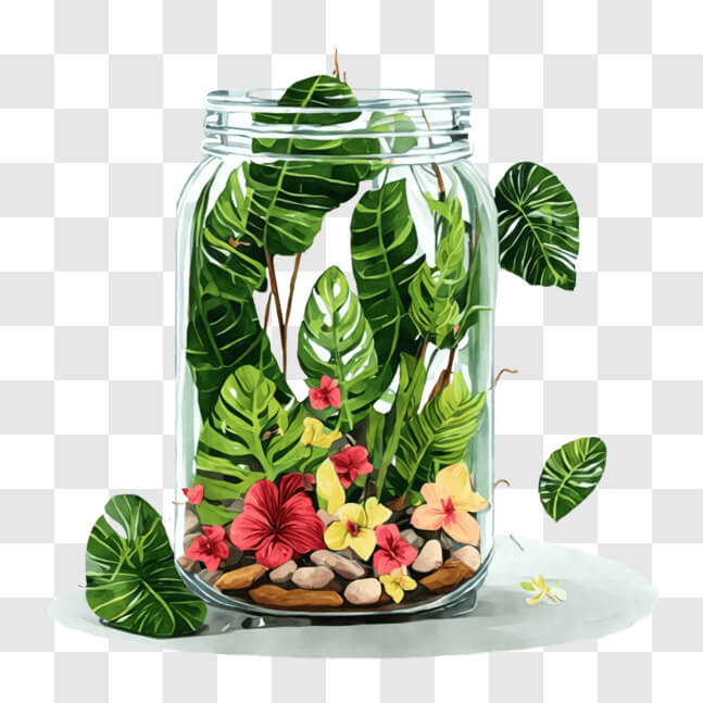 Download Botanical Artwork in Glass Jar PNGs Online - Creative Fabrica