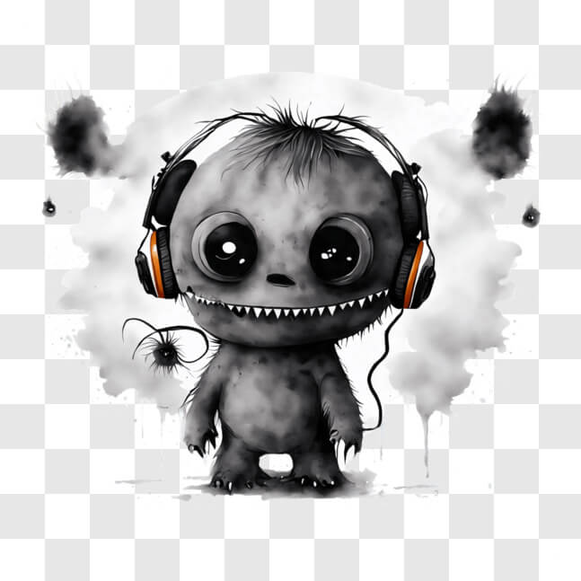 Download Cartoon Character with Headphones Listening to Music PNGs ...