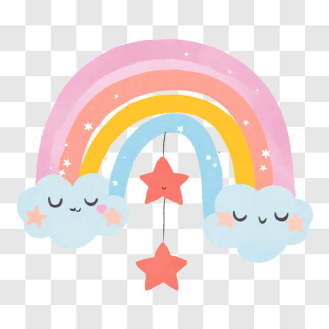 Download Colorful Rainbow and Heart Clouds Wall Art PNGs Online ...