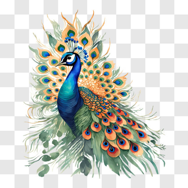 Download Abstract Peacock with Colorful Feathers PNGs Online - Creative ...