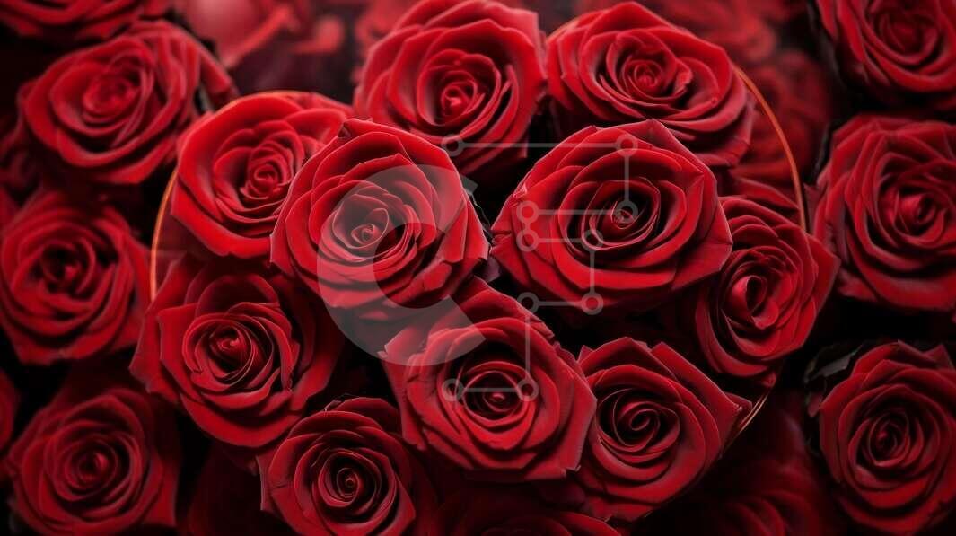 Romantic Heart-shaped Bouquet of Red Roses stock photo | Creative Fabrica