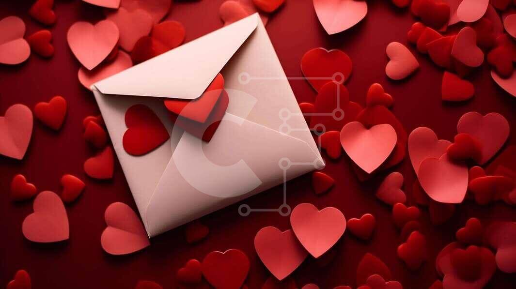 Heart-shaped Envelope for Valentine's Day stock photo | Creative Fabrica
