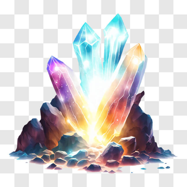 Download Beautiful Cluster of Gemstones on Rocks PNG Online - Creative ...