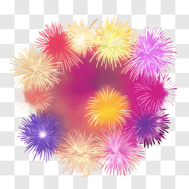 Download Colorful Fireworks in Circular Arrangement PNGs Online ...