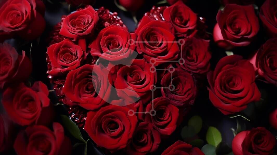 Heart-Shaped Red Roses for Valentine's Day stock photo | Creative Fabrica