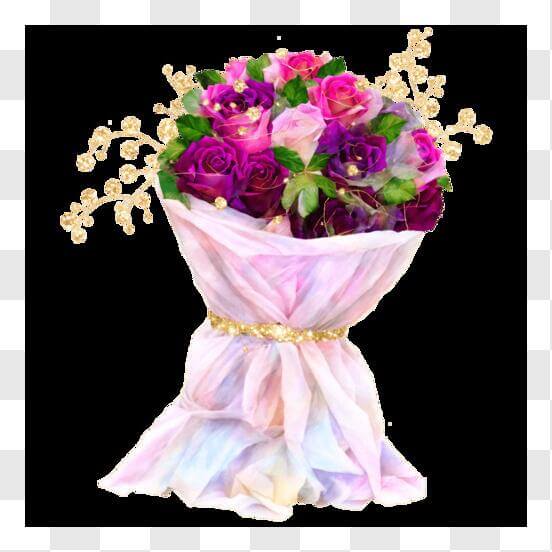 Download Beautiful Bouquet of Pink, Purple, and Green Roses PNG Online ...