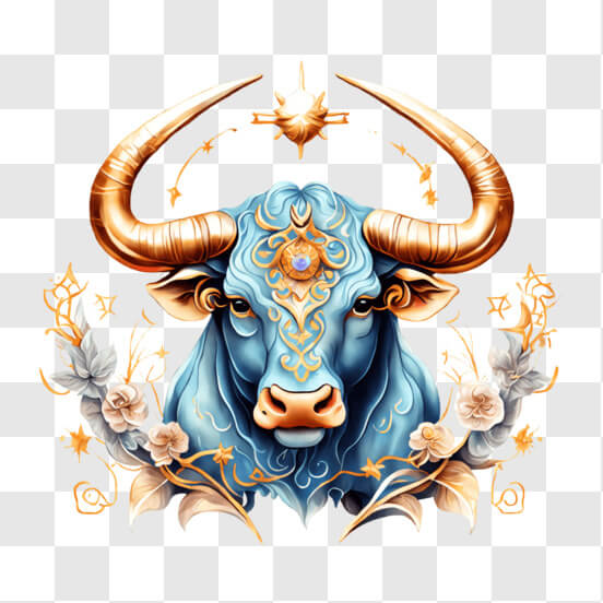 Download Colorful Bull's Head Zodiac Sign Taurus Wall Art PNGs Online ...