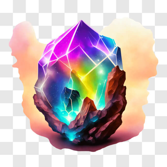 Download Colorful Gemstone Illustration on a Rock PNGs Online ...