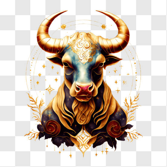 Download Taurus Zodiac Bull with Flowers and Stars PNGs Online ...
