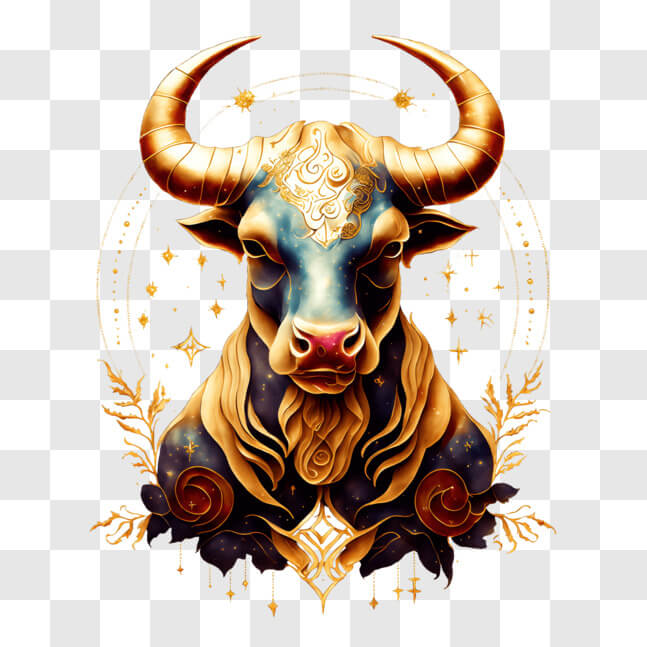 Download Golden Bull's Head with Roses and Stars PNGs Online - Creative ...