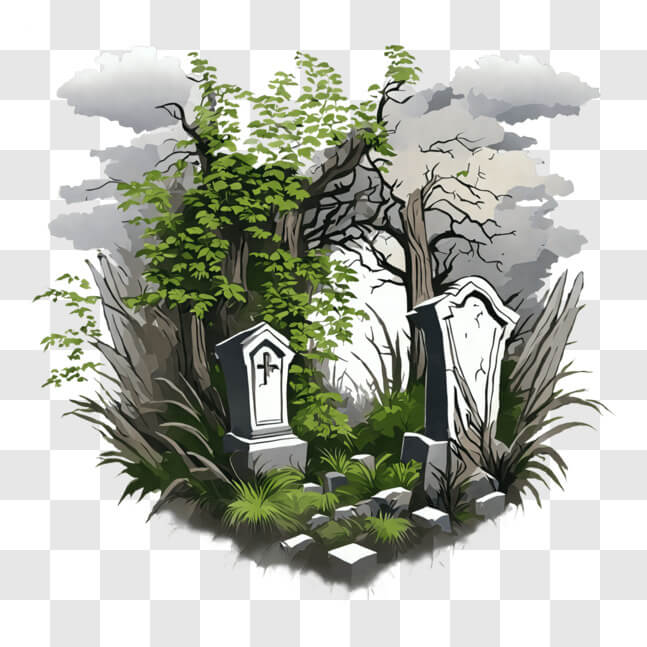 Download Dark Forest with Tombstones and Grave Markers PNGs Online ...