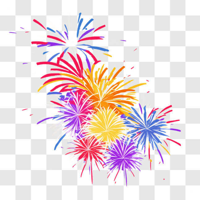 Download Colorful Fireworks in the Night Sky PNGs Online - Creative Fabrica