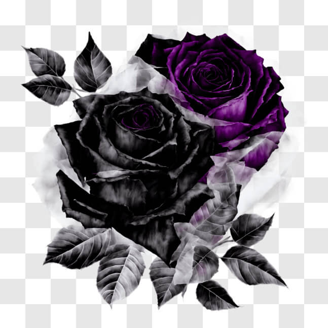 Download Black and Purple Roses on Black Background PNGs Online ...