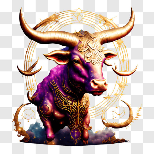 Download Purple Bull with Horns on Ornately Decorated Background PNGs ...