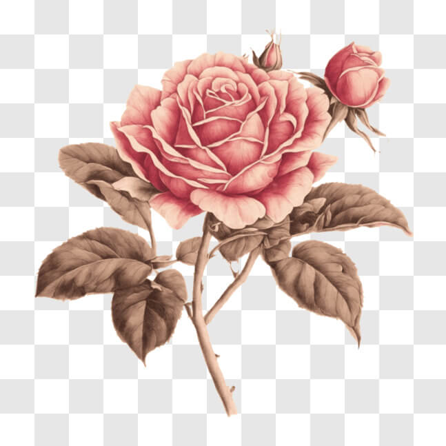 Download Illustration of a Pink Rose in Bloom PNGs Online - Creative ...