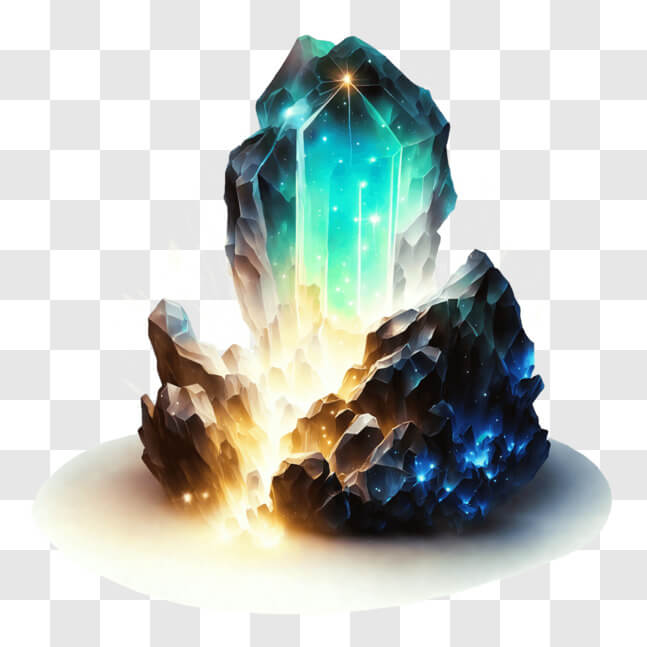 Download Illustration of a Rock Covered in Colorful Crystals and ...