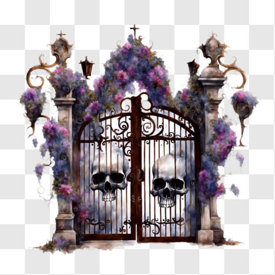 Download Haunted Entrance with Gothic-style Gate PNG Online - Creative ...