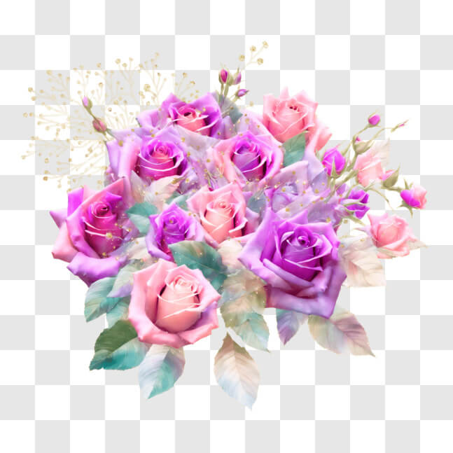 Download Pink and Purple Rose Bouquet PNGs Online - Creative Fabrica